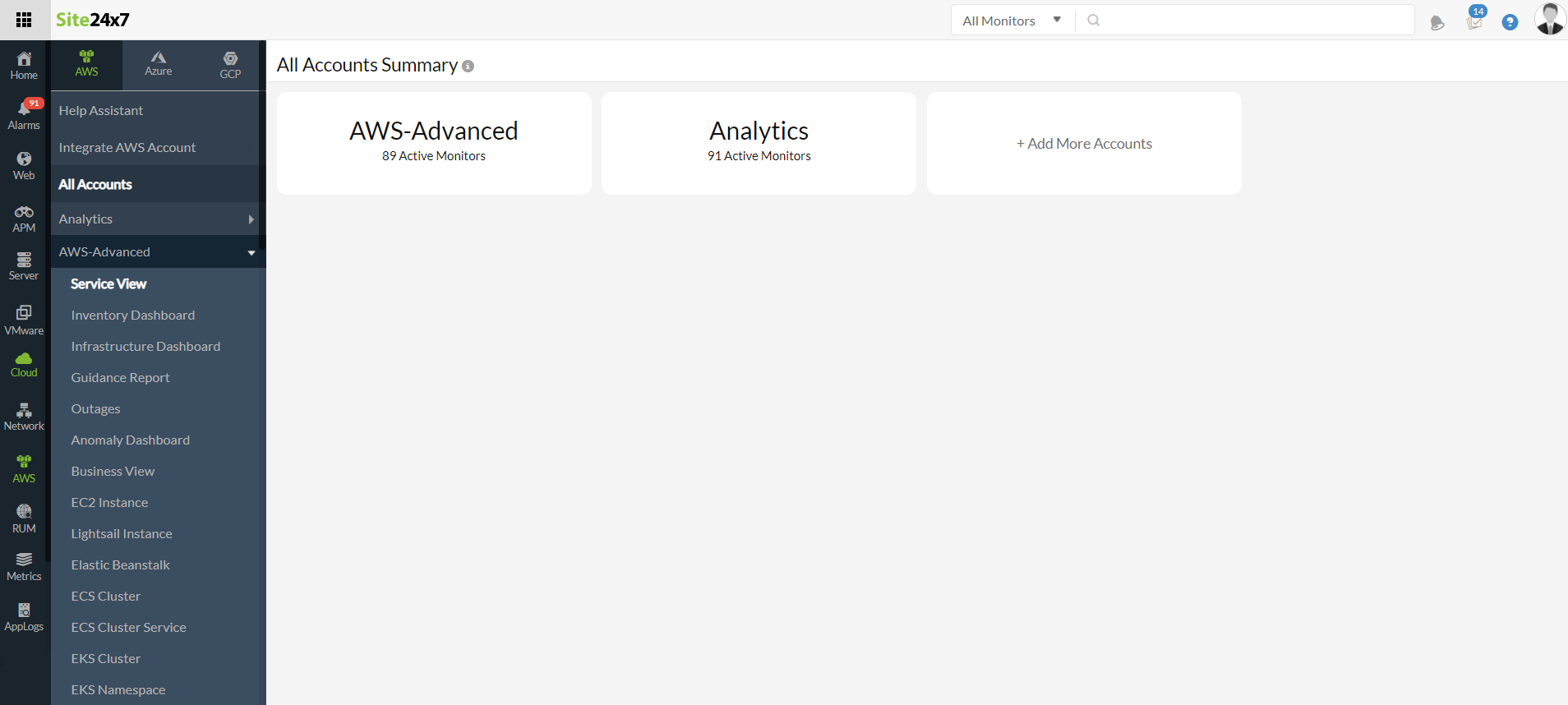 All Accounts Summary | AWS Integration | Site24x7 Documentation ... All Accounts Summary | AWS Integration | Site24x7 Documentation ...