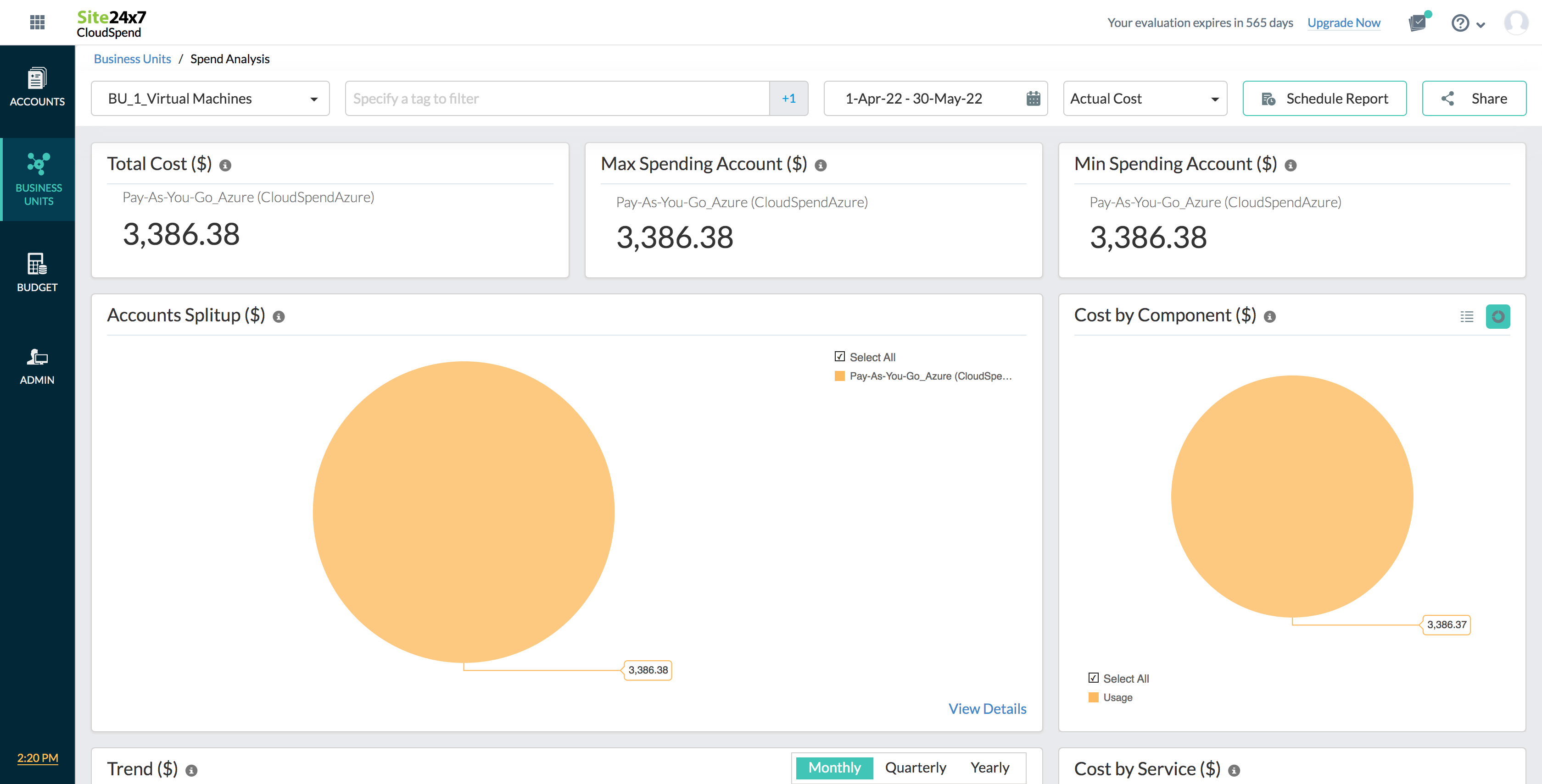 Manage Azure costs | Business Units | Site24x7 CloudSpend User Guide