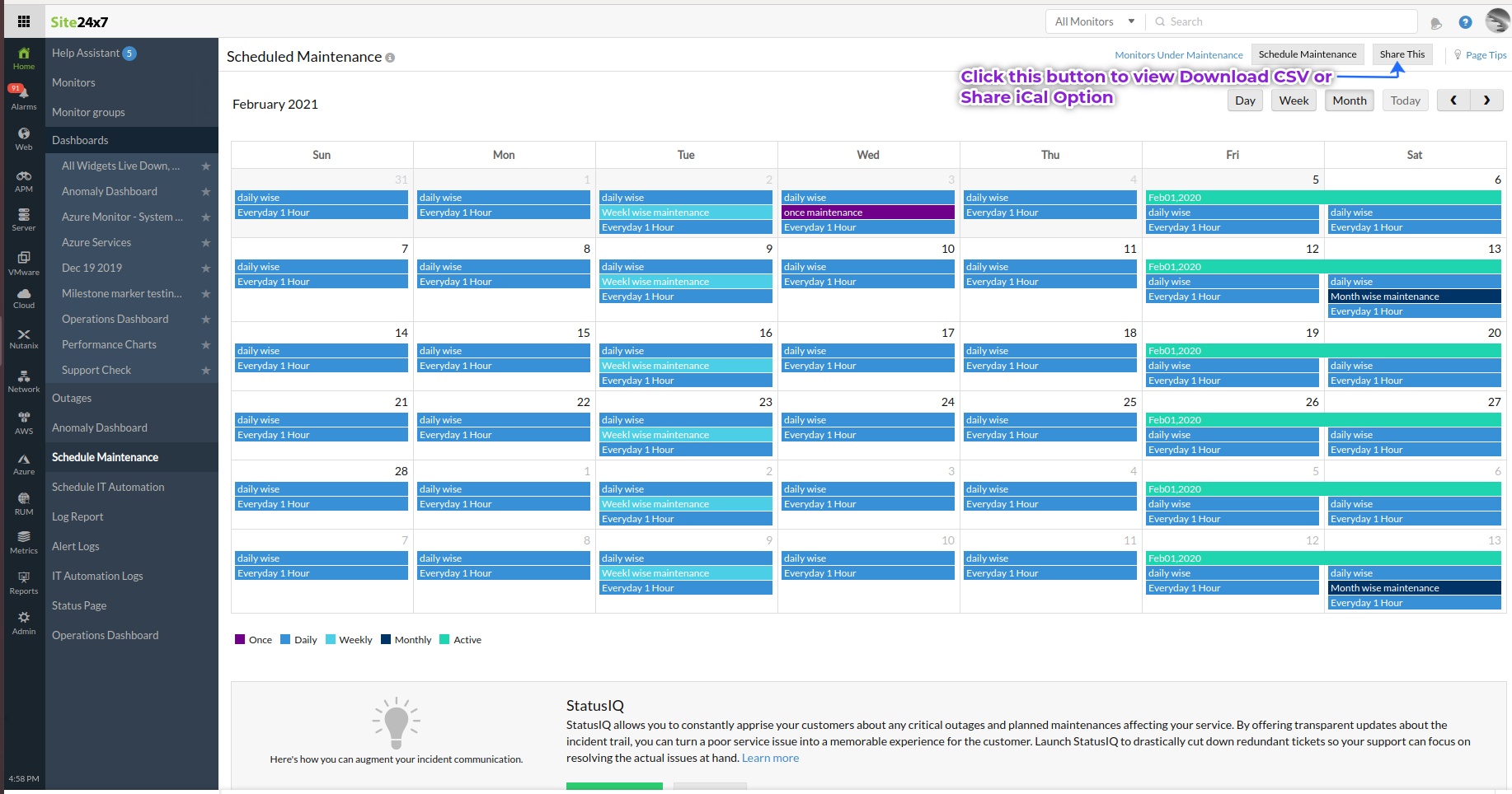 Scheduled Maintenance | Online Help Site24x7