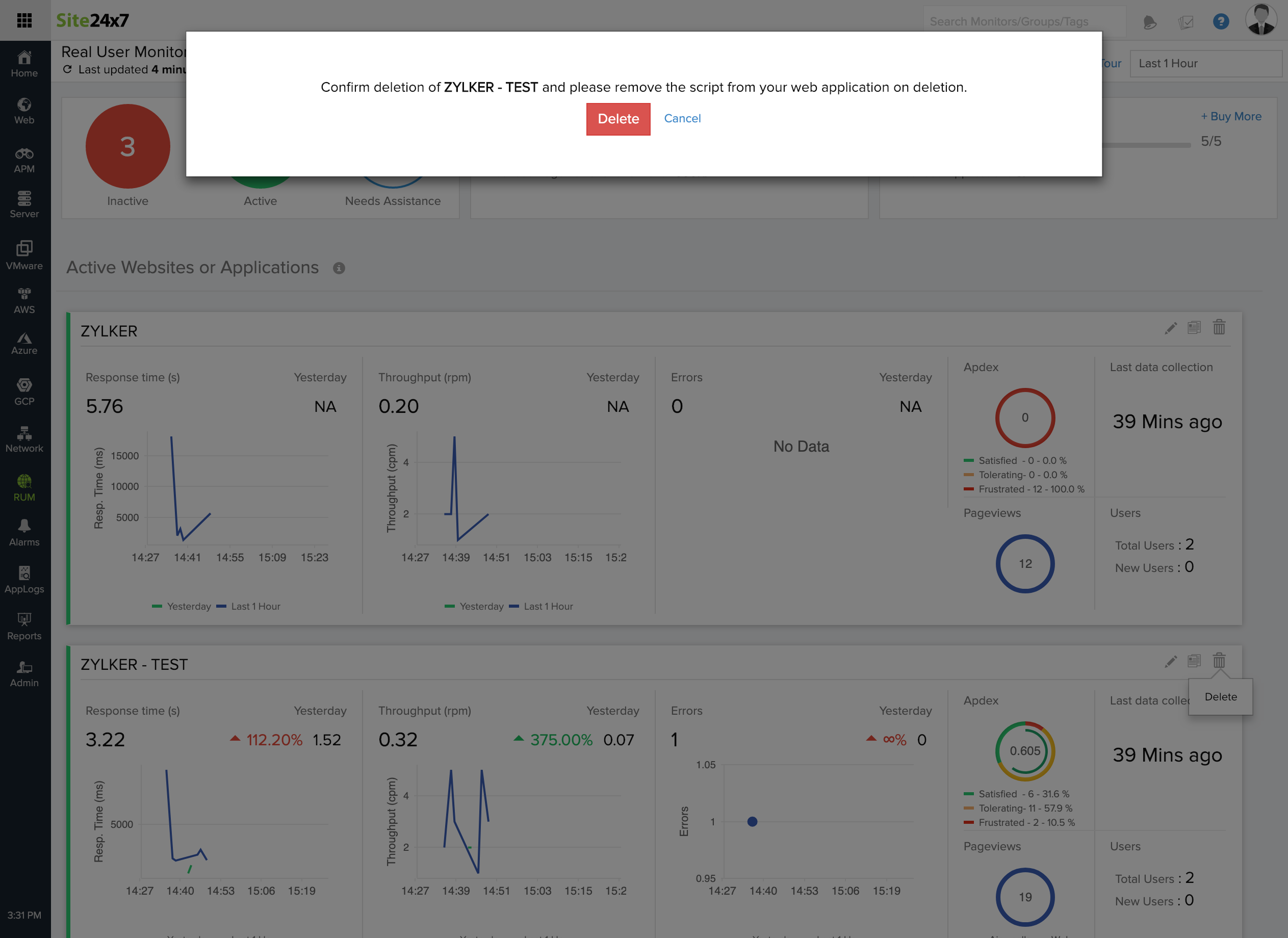 Add RUM Monitor | Online Help Site24x7