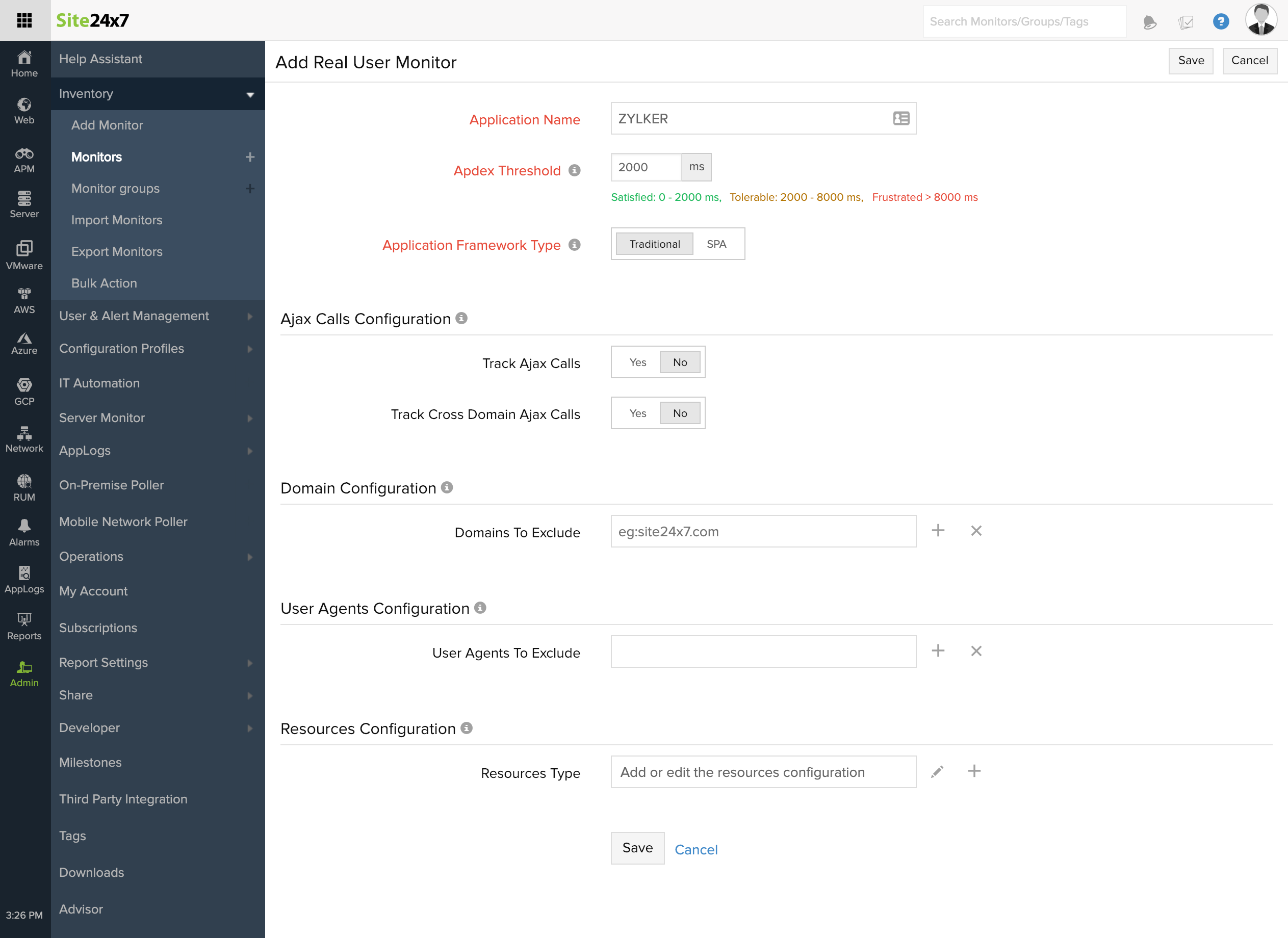 Real User Monitoring | Online Help Site24x7
