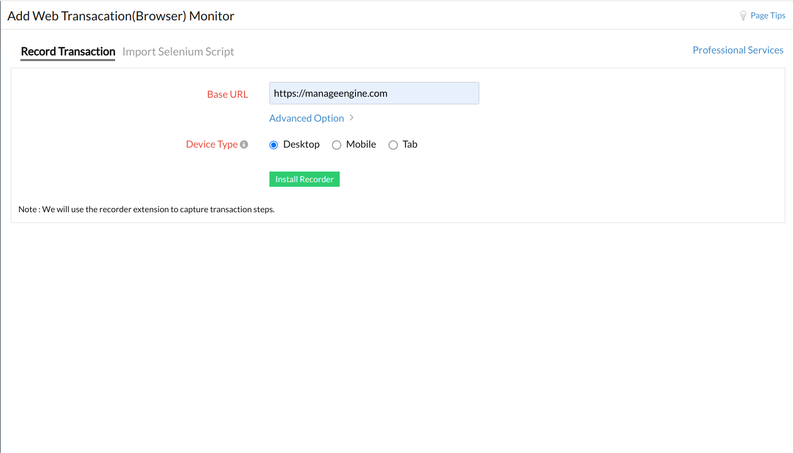 Add a Synthetic Browser Check | Online Help Site24x7