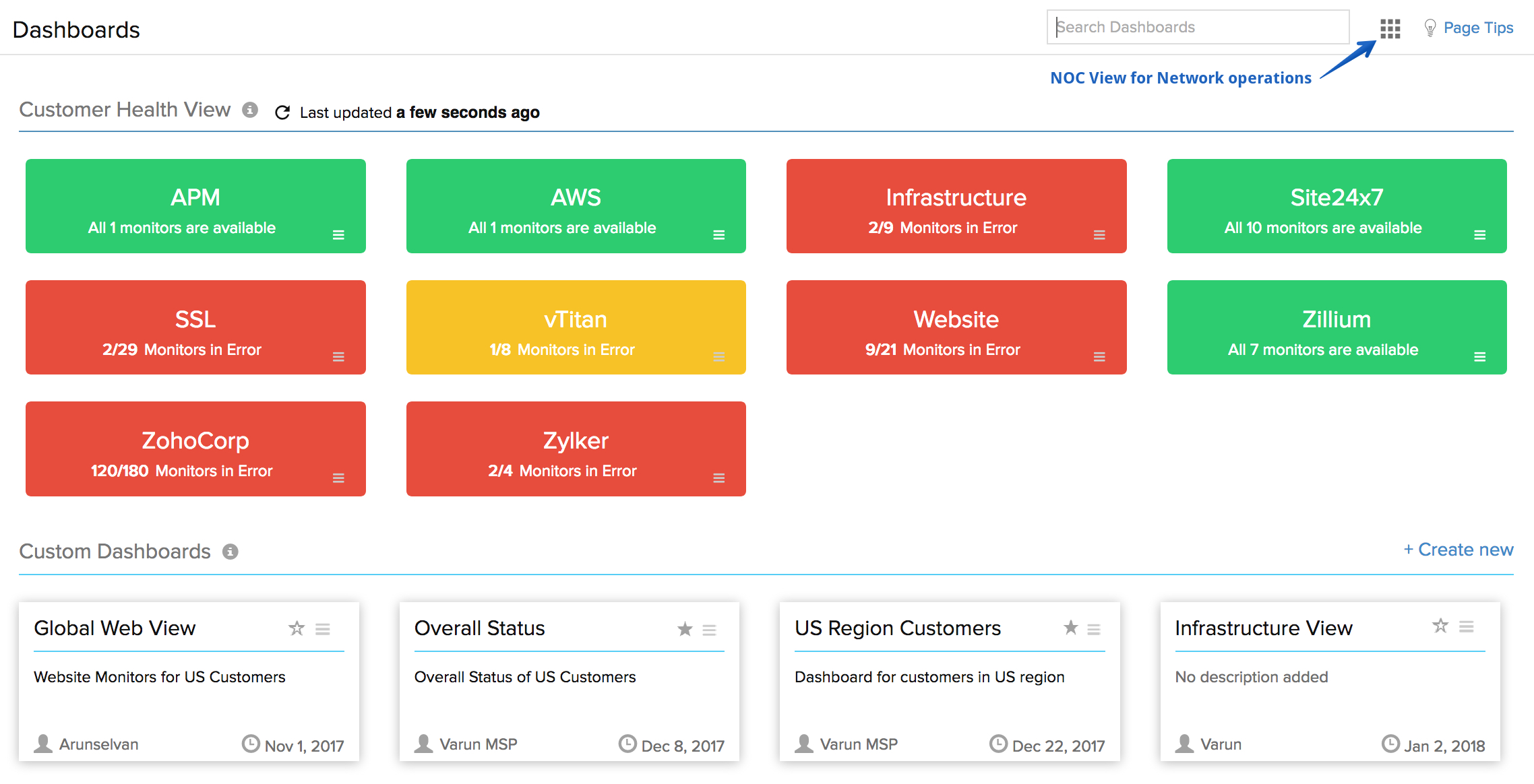 Dashboards | MSP Guide Site24x7 Dashboards | MSP Guide Site24x7