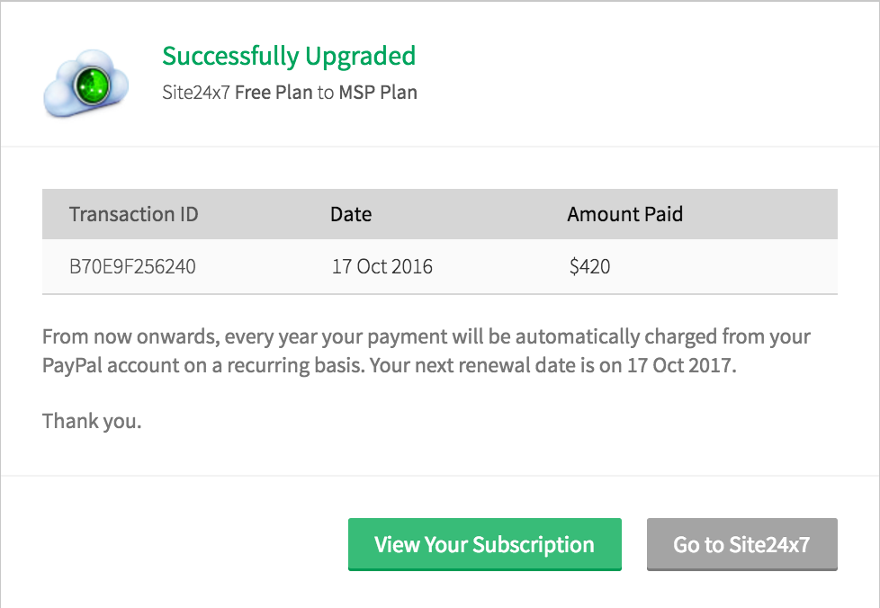 Subscriptions | MSP Guide Site24x7