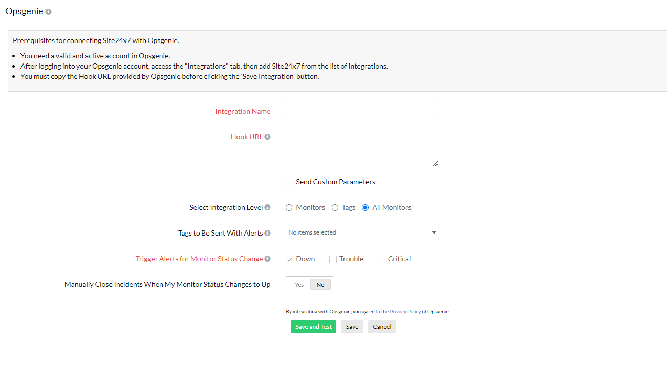 Opsgenie | Online Help Site24x7