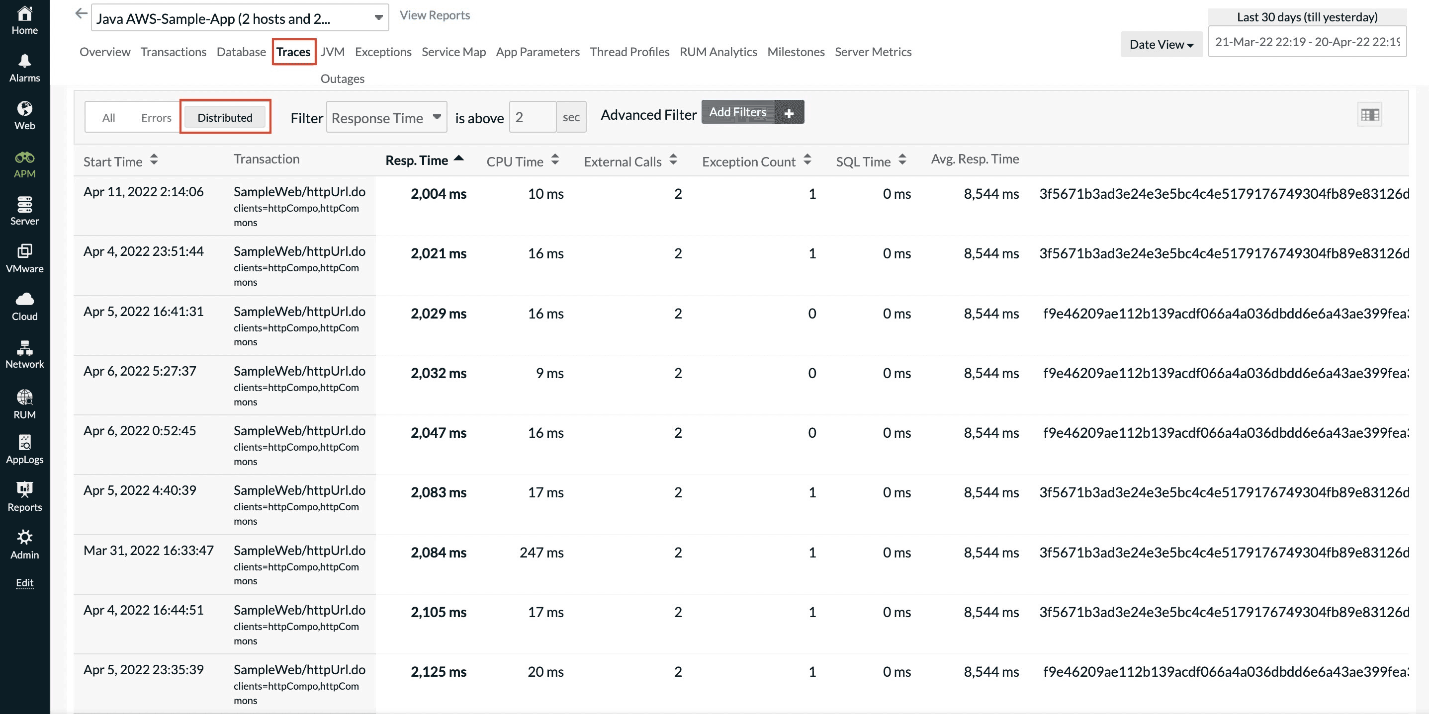 Distributed Tracing | Online Help Site24x7 Distributed Tracing | Online Help Site24x7