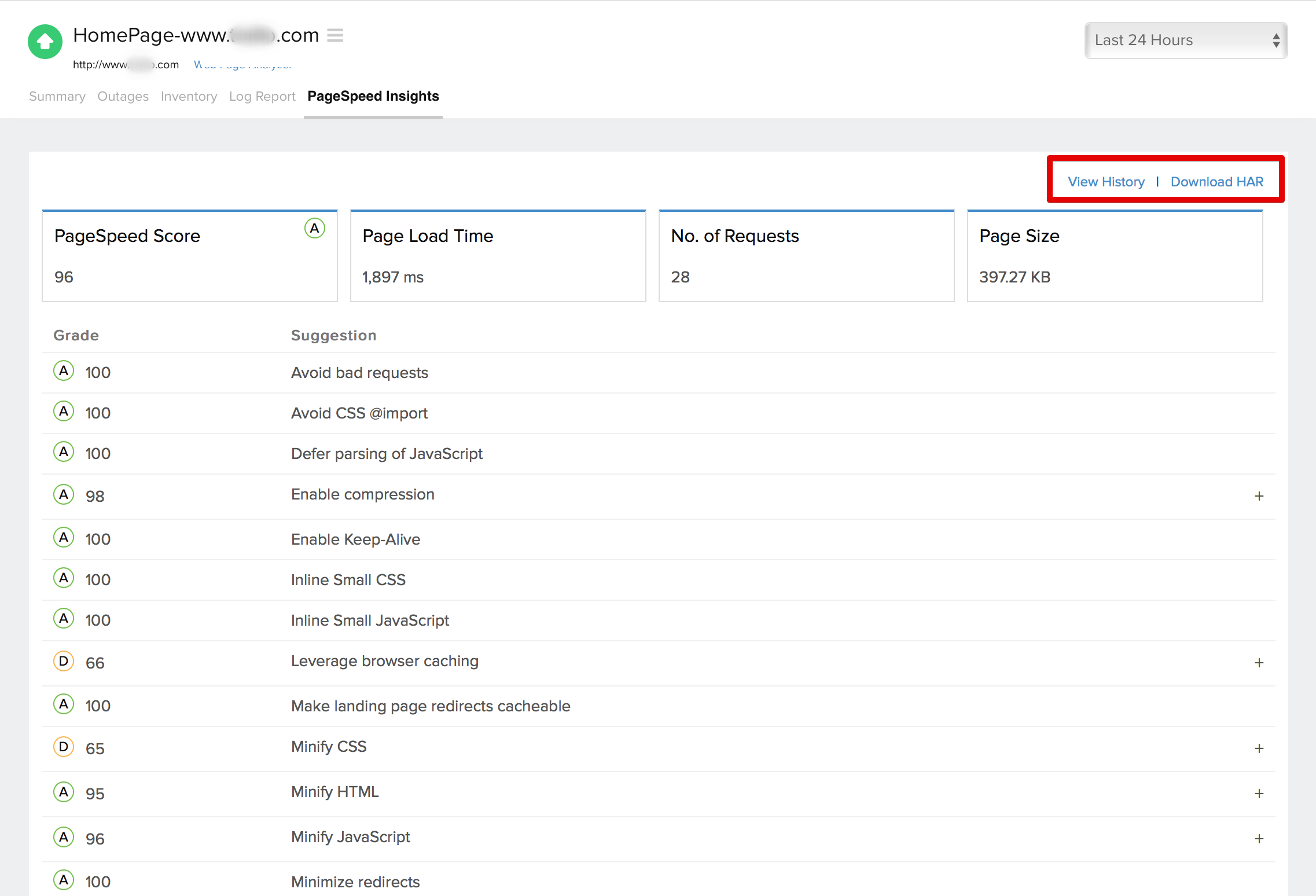 Supported Metrics for Web Page Speed (Browser) Monitor | Online Help ...