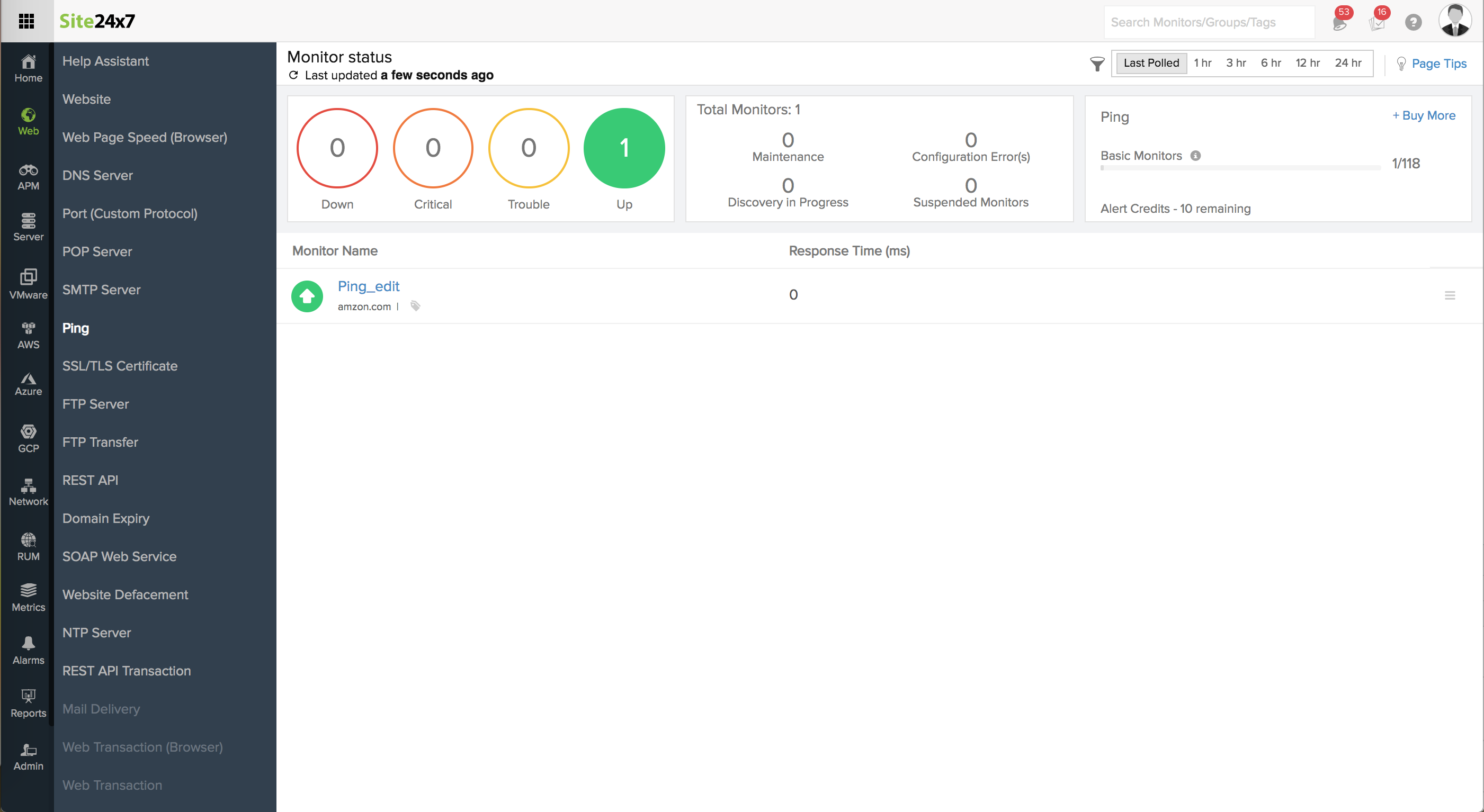 Ping | Online Help Site24x7
