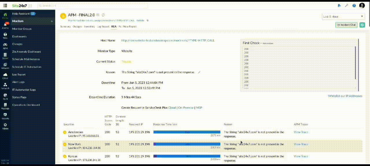 Supported Metrics for Website Monitoring | Online Help Site24x7