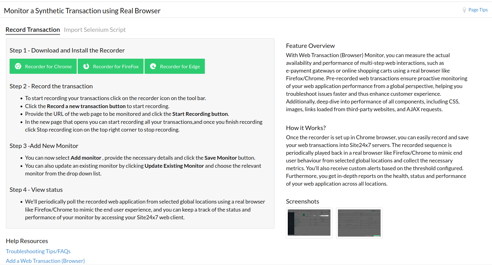 Add a Synthetic Browser Check | Online Help Site24x7