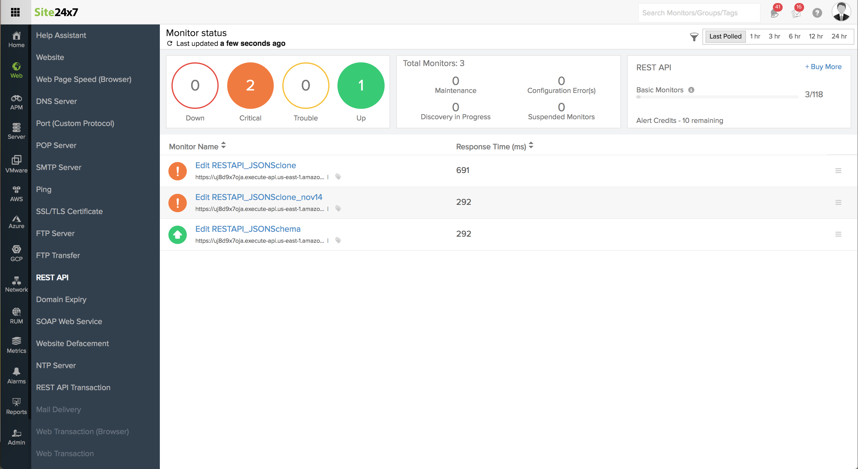 REST API | Online Help Site24x7