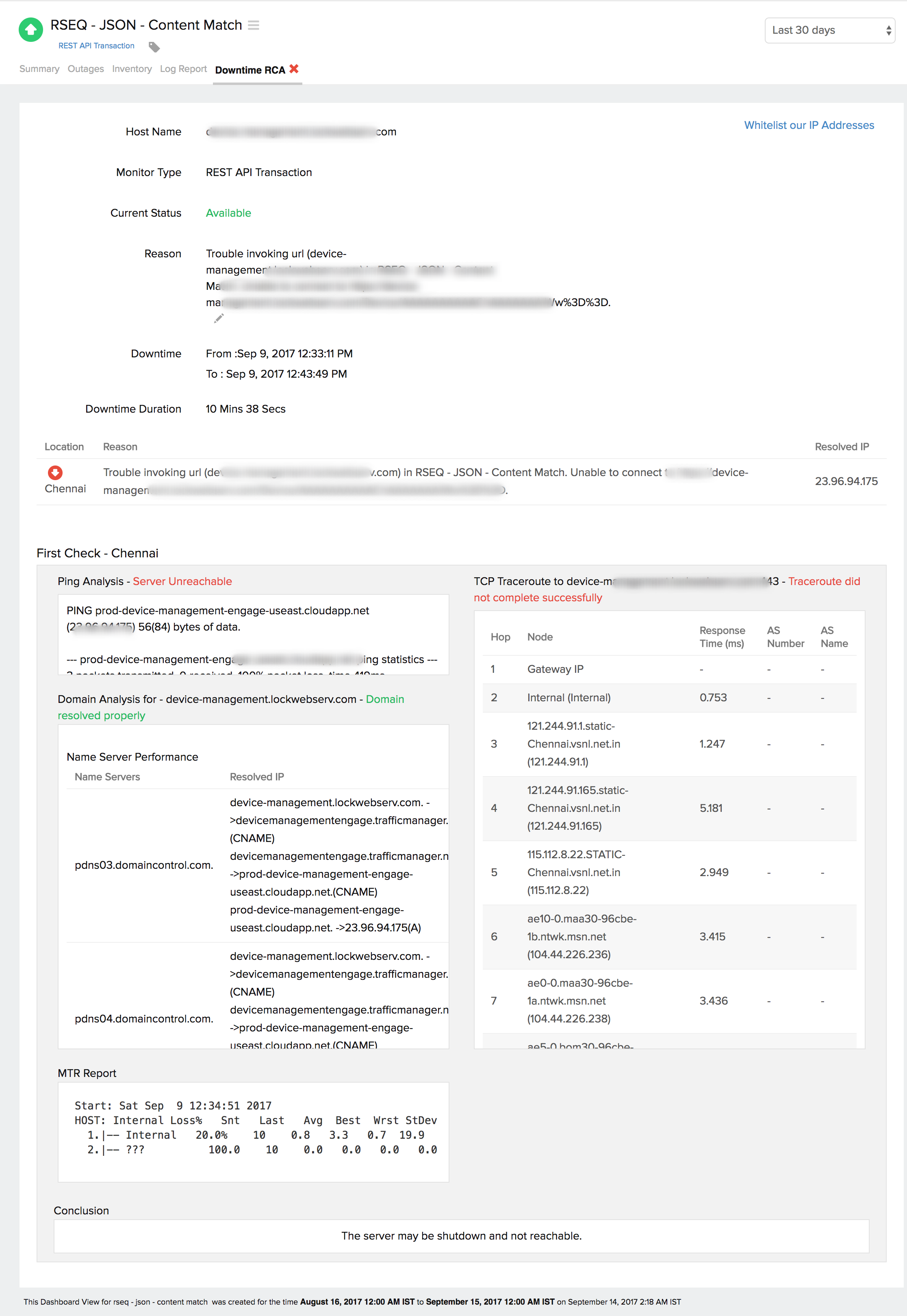 Supported API Transaction Metrics | Online Help Site24x7