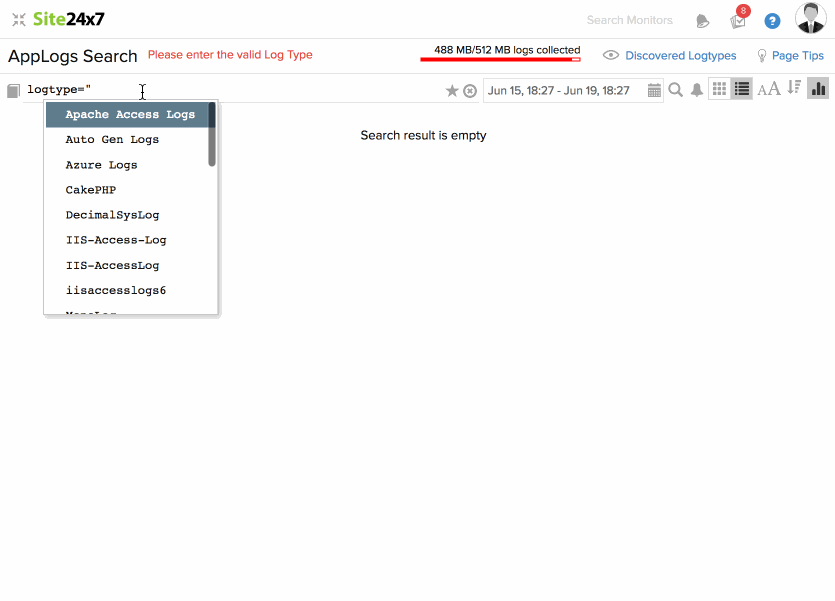 AppLogs Saved Searches | Online Help Site24x7