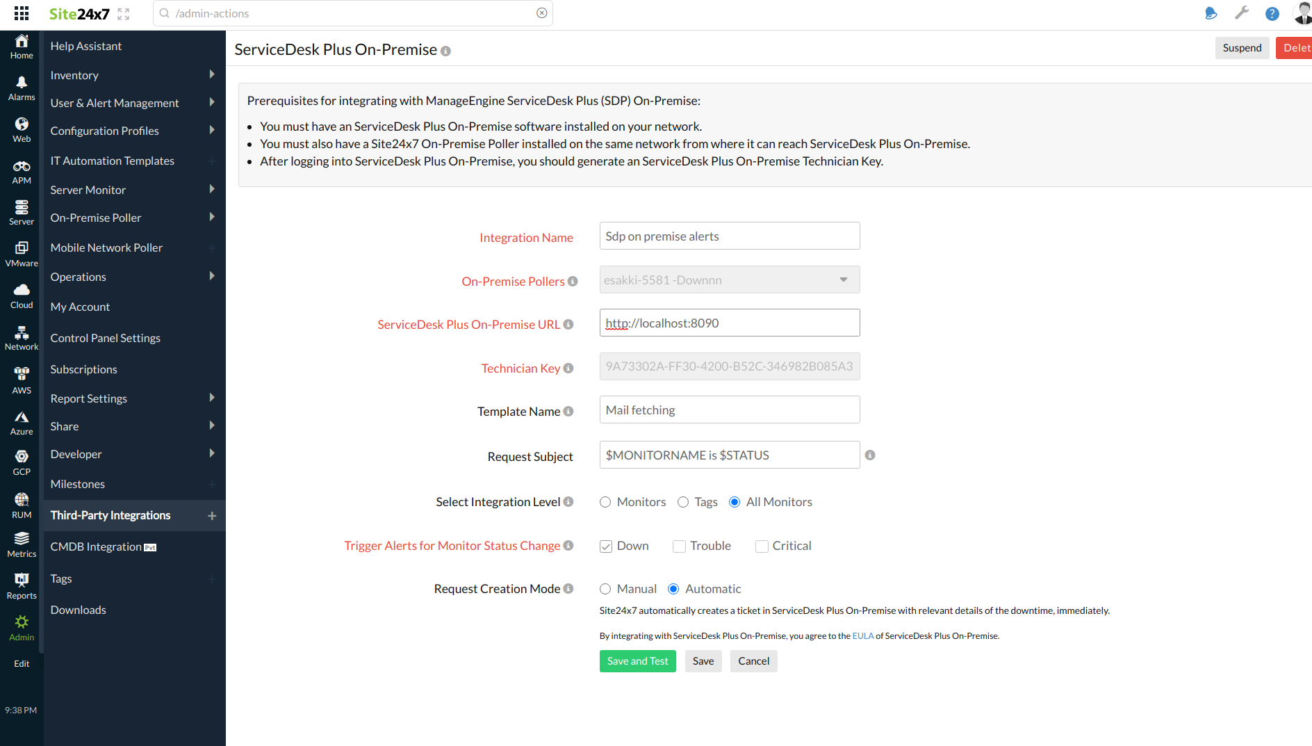 ManageEngine ServiceDesk Plus On-Premise | Online Help Site24x7