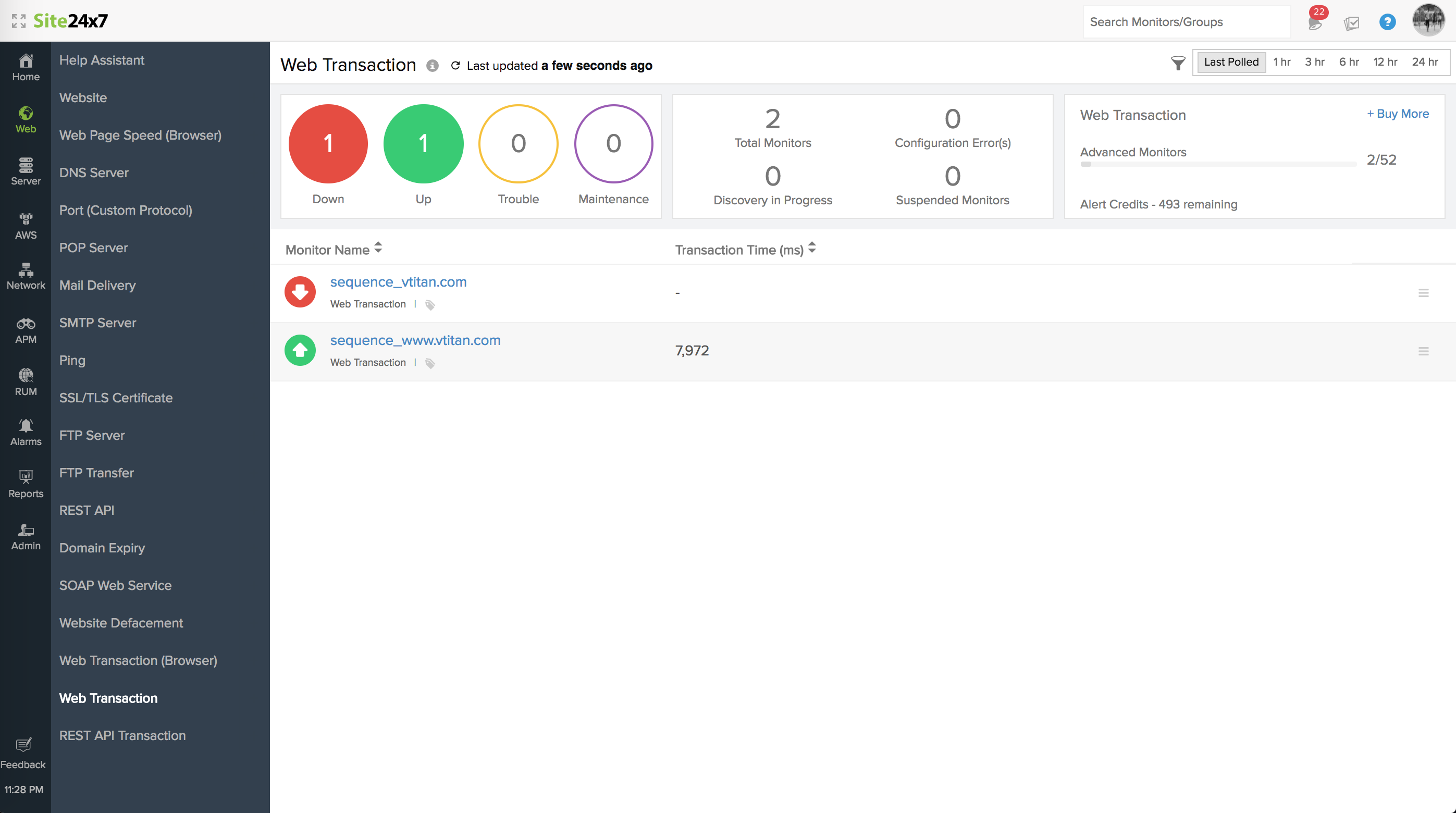 Web Transaction | Online Help Site24x7