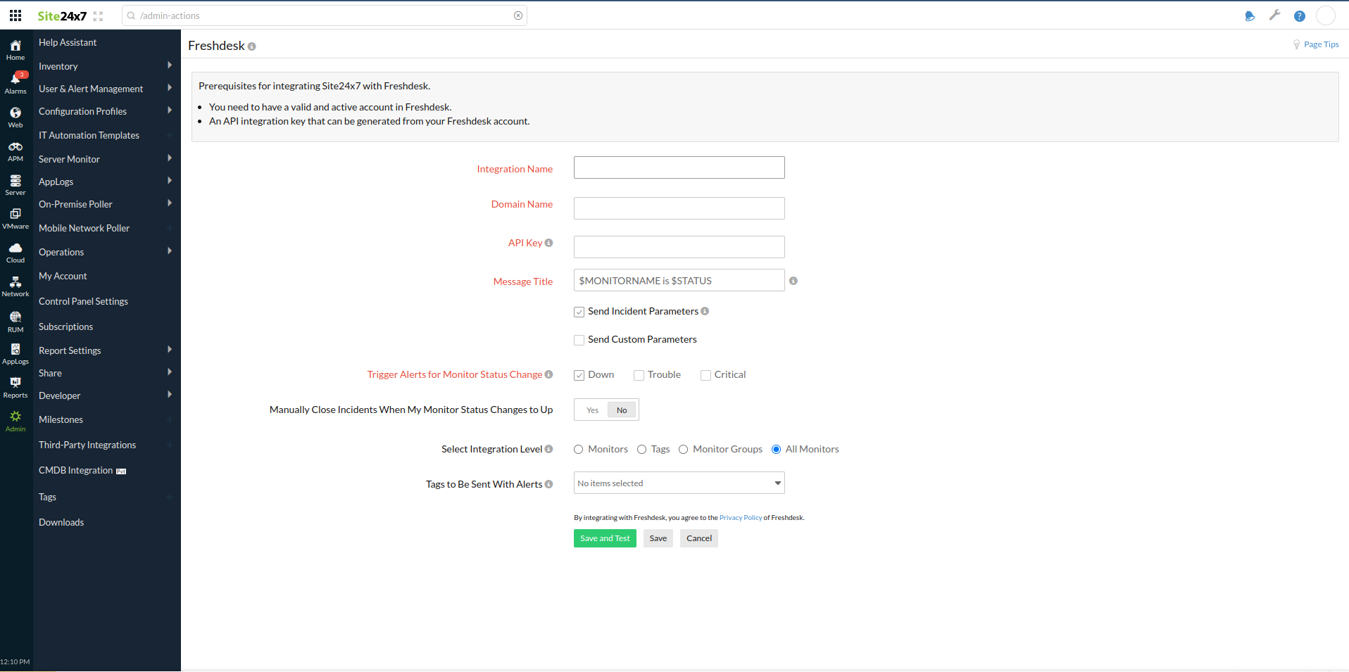 Freshdesk | Online Help Site24x7