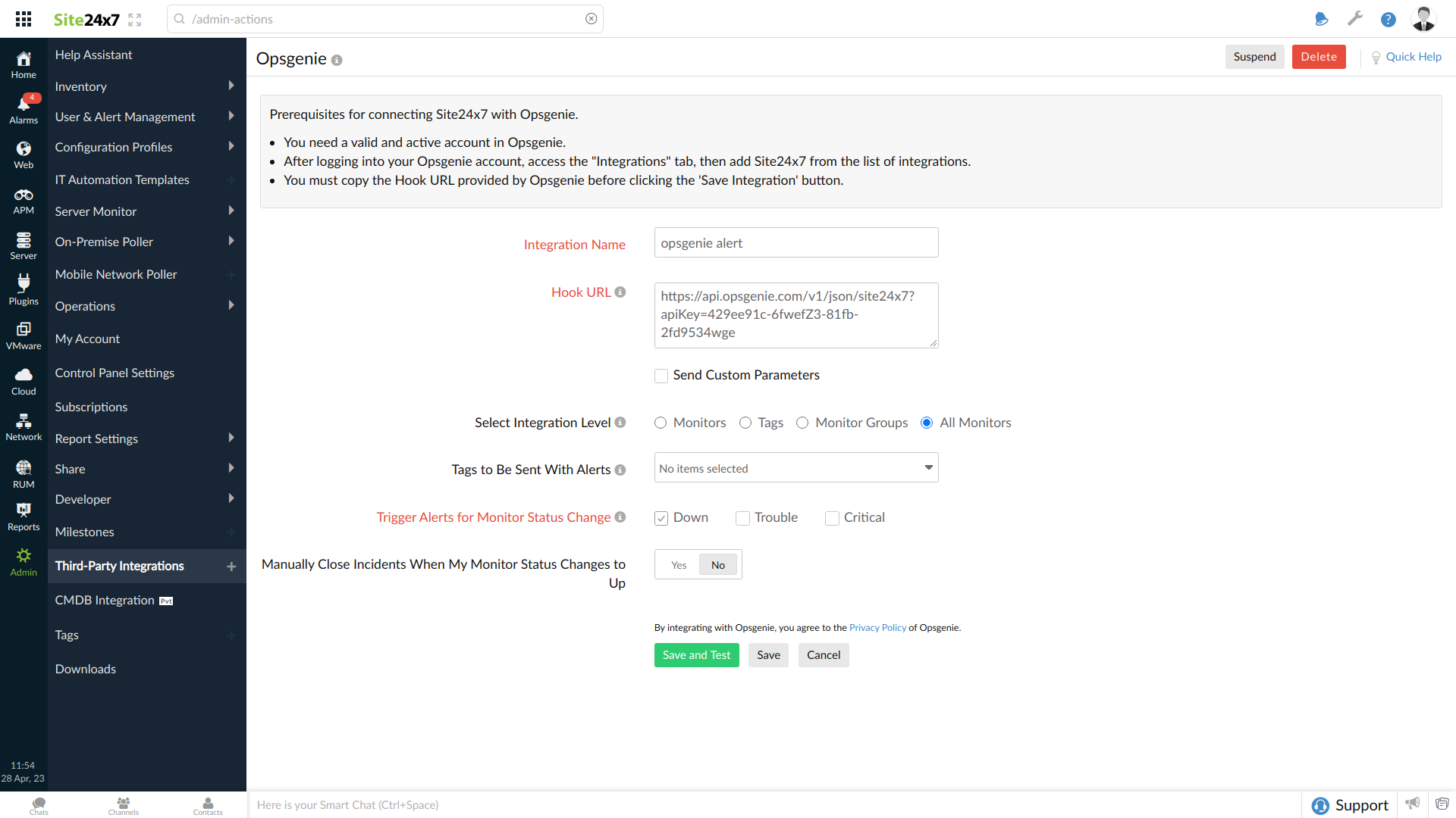 Opsgenie | Online Help Site24x7