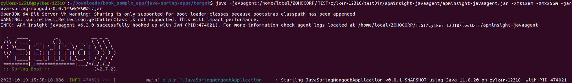 Install Java Agent on Spring Boot | Online Help Site24x7