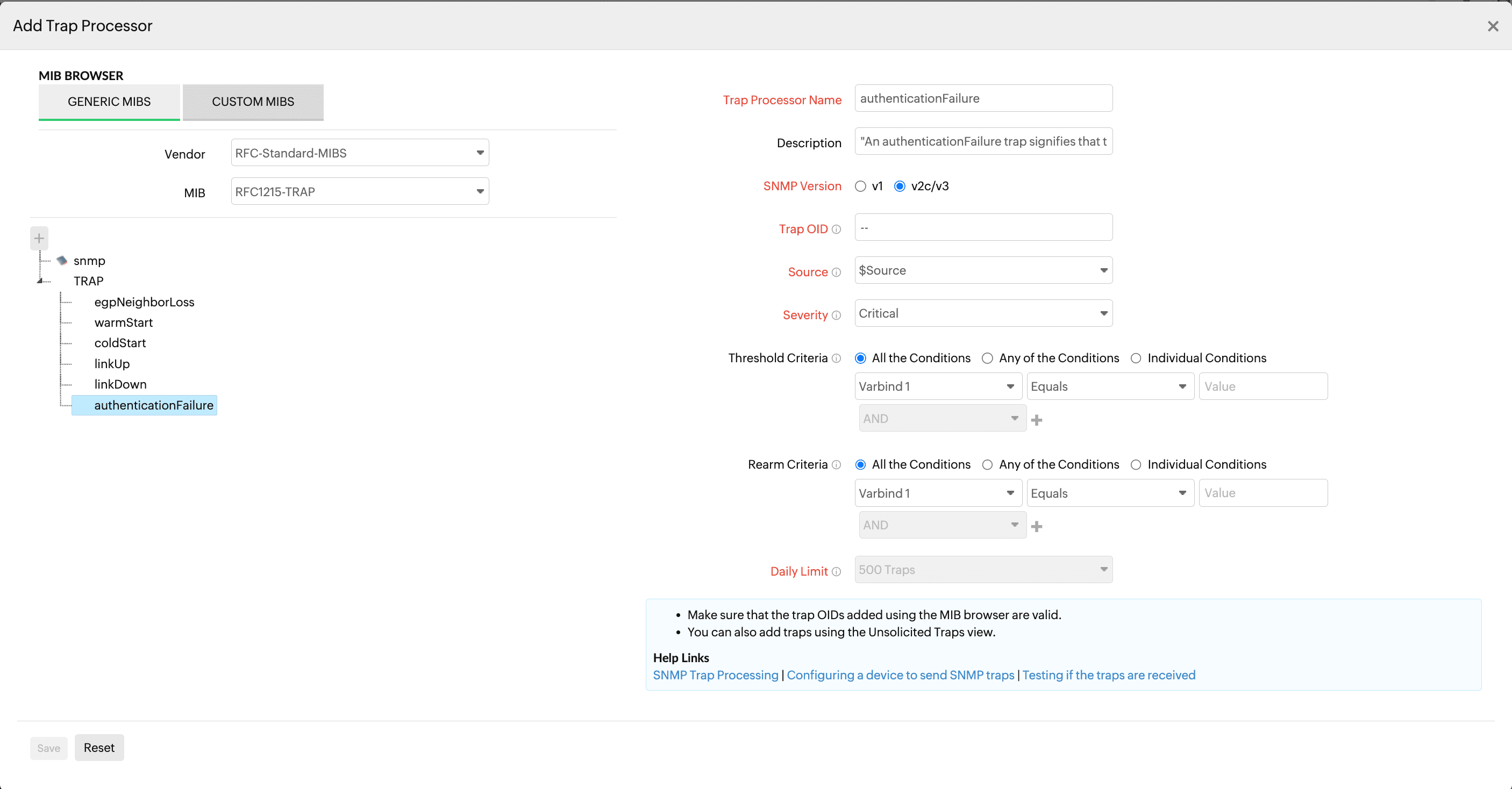 SNMP trap processing | Online help Site24x7