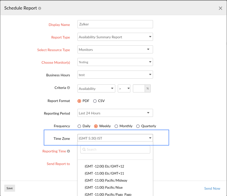 Scheduled Reports | Online Help Site24x7
