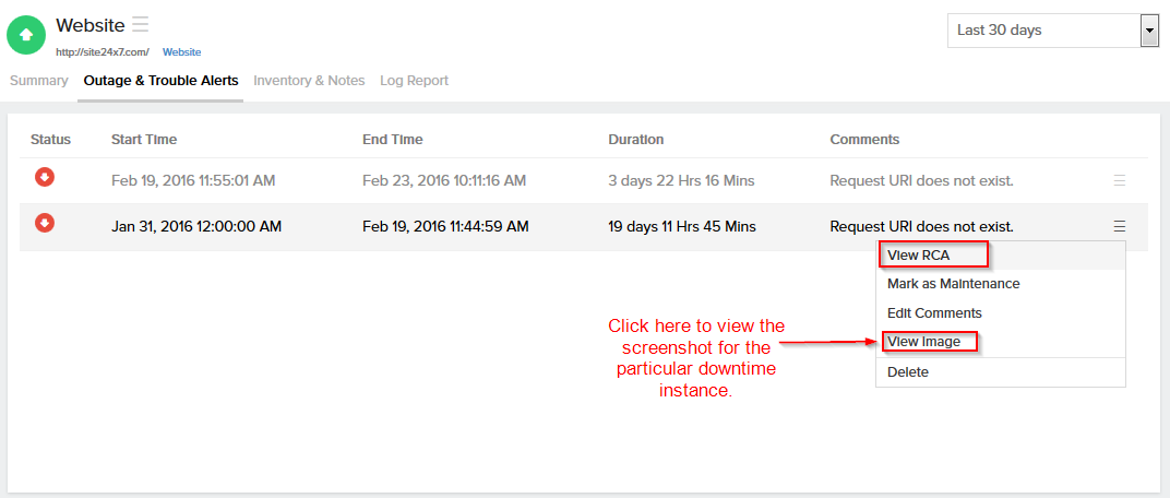 Website Monitor | Online Help Site24x7